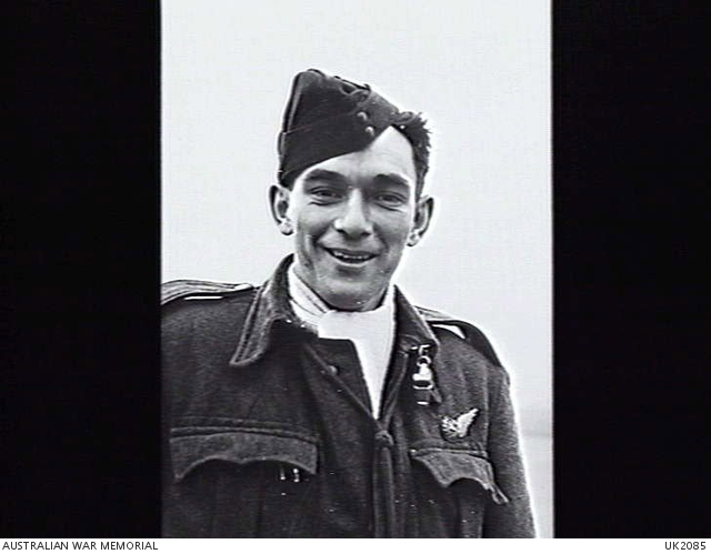 France. 1944-10-29. Portrait of 420427 Flight Sergeant W. E. Barr, Tamworth, NSW, on an airfield ...