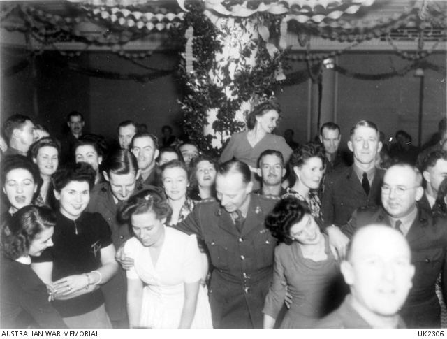 Sussex, England. 1944-12-22. Informal group portrait of dancers at the ...
