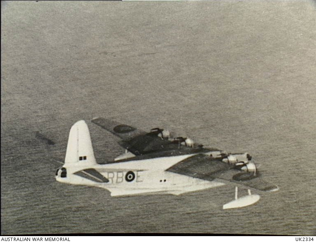 Airborne on patrol. C. 1944-12. A Sunderland Flying Boat aircraft of No ...