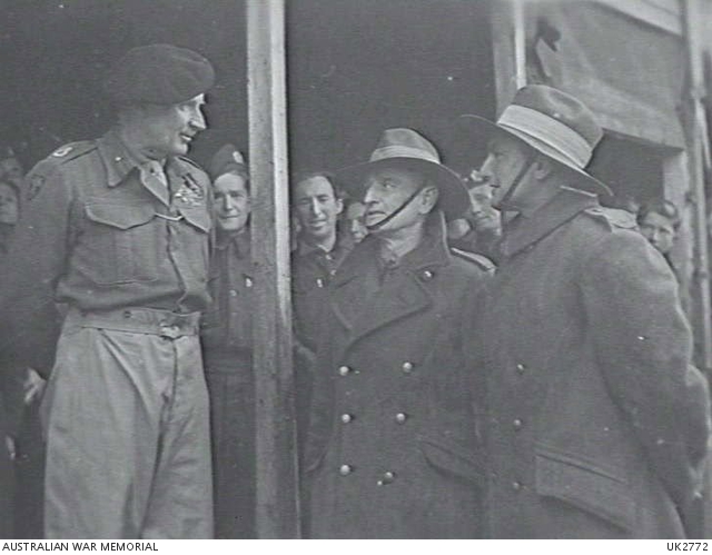 Field Marshal Bernard Law Montgomery (left) talks to two newly ...