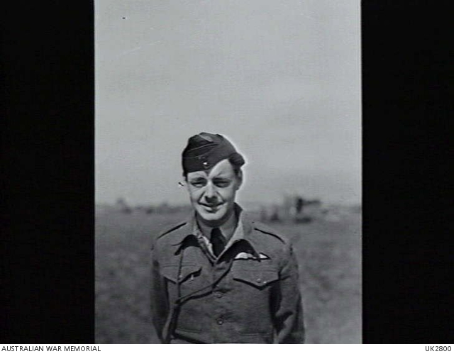 Europe. 1945-04-11. Portrait of 430450 Flight Sergeant L. J. Hodges, of Geelong, Vic, on his ...
