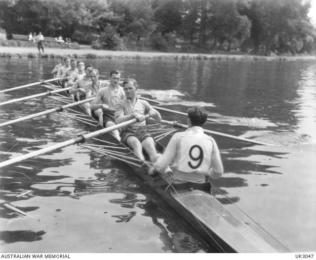 London, England. C. 1945-06. Two RAAF rowing eights, went into training ...
