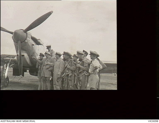 Point Cook, Vic. C. 1945-02-06. A group of RAAF aircraft officers ...