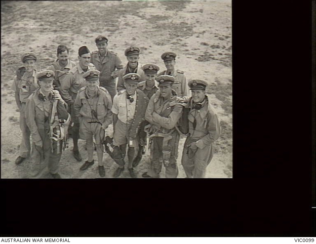 Point Cook, Vic. C. 1945-02-06. A group of RAAF aircrew officers on the ...