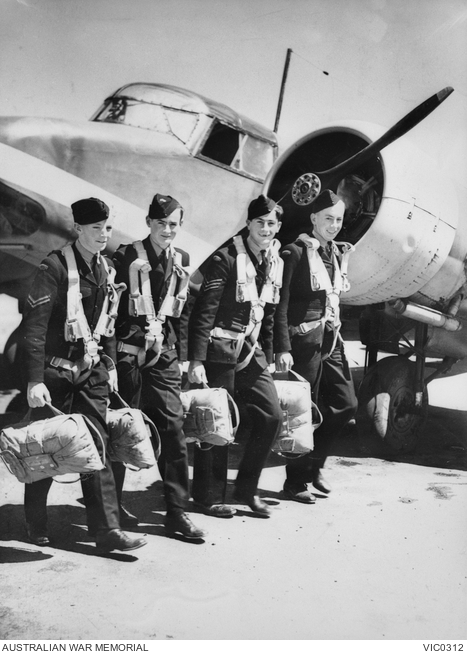 Point Cook, Vic. C. 1944. Four Air Training Corps (ATC) cadets shortly ...