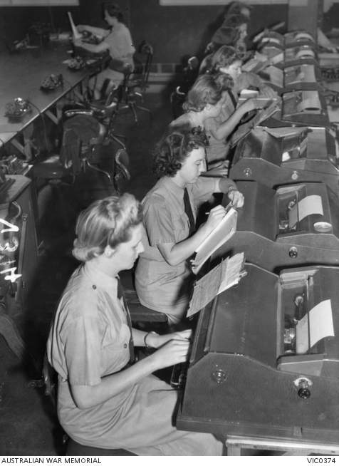 Melbourne, Vic. C. 1945-01. Group of WAAAF Teleprinter Operators at ...