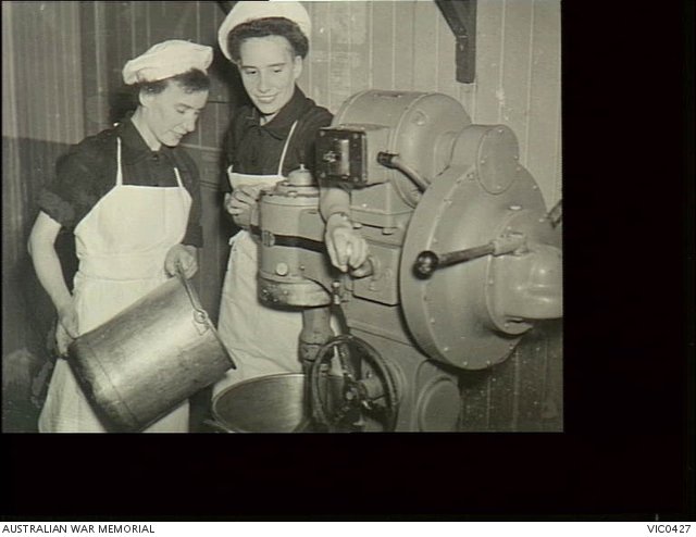 Point Cook, Vic. C. 1943. Twins, Aircraftwoman (ACW) Daisy Webb (left ...