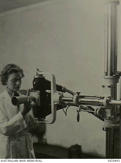 Melbourne, Vic. C. 1945-01. A WAAAF X-ray Technician preparing X-ray ...