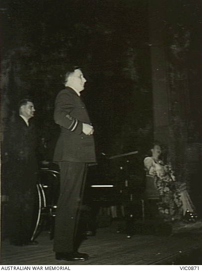 Melbourne, Vic. 1944-10-23. On stage, Air Vice-Marshal George Jones ...