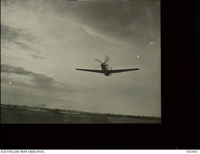 Melbourne, Vic. 1945-04-29. CAC Mustang aircraft A68-1 flying over the ...
