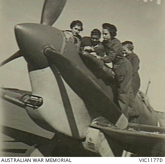 Laverton, Vic. C. 1942. A group of WAAAF flight mechanics work on a ...