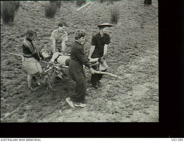 Yarra Valley, Vic. C. 1943-09. A group of WAAAF officer trainees on a ...