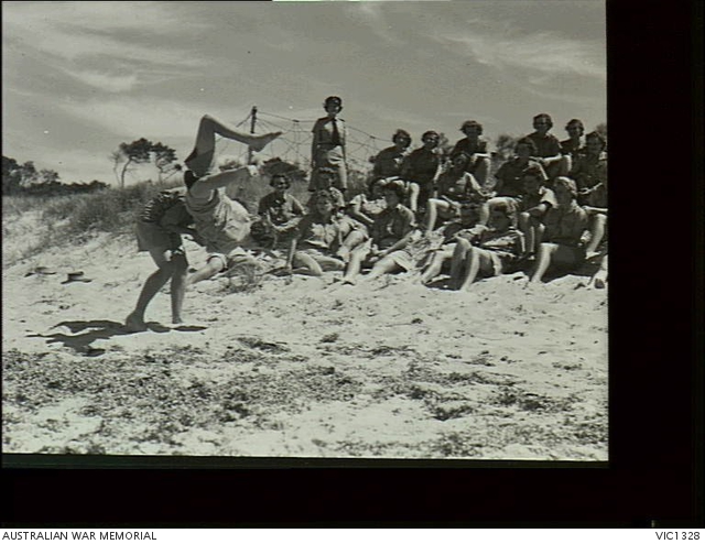 1943-02. On the beach WAAAF airwomen undergoing a Drill Instructors ...