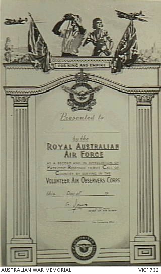 Melbourne, Vic. C. 1944. A sample of the type of Certificate of Service ...