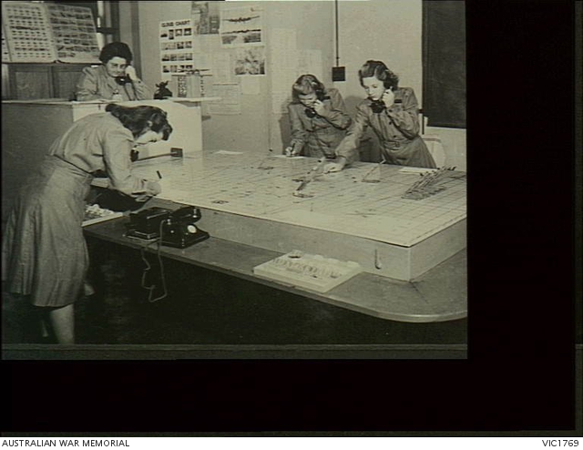 C. 1943. A country control centre of the Volunteer Air Observers Corps ...