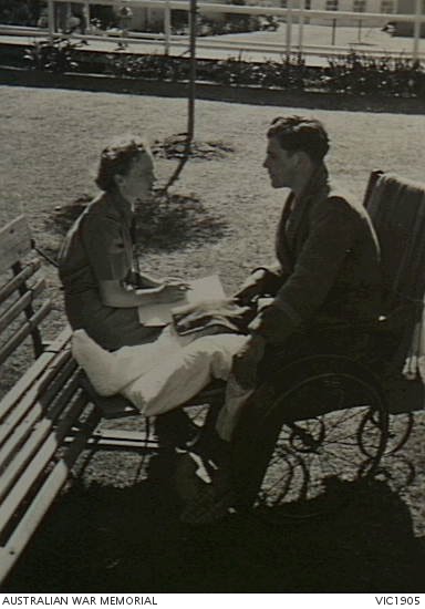 Melbourne, Vic. c. 1945. Section Officer Helen King (left) interviews a ...