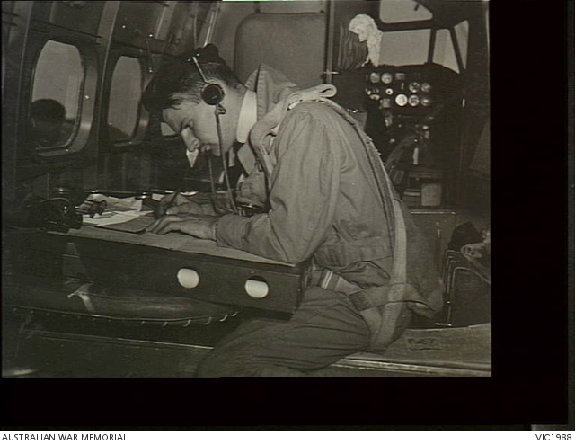 Ballarat, Vic. C. 1944. A trainee wireless/air gunner preparing for an ...