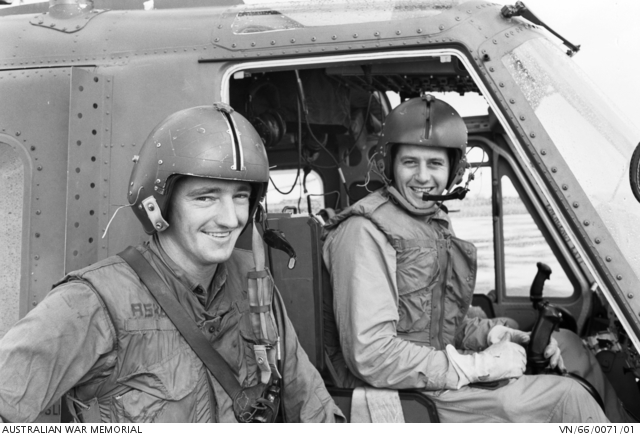 A No 9 Squadron, RAAF, Iroquois helicopter based at Vung Tau airfield ...