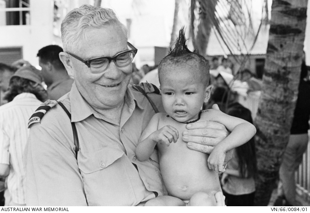 The RAAF Principal Air Chaplain, Air Commodore Smith, while visiting ...