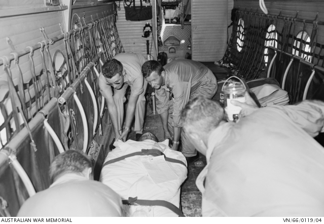 Looking inside a No 35 Squadron, RAAF, Caribou aircraft, as an ...