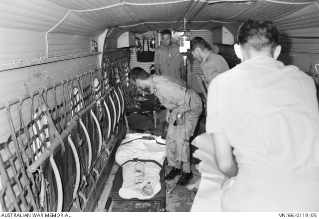 Looking inside a No 35 Squadron, RAAF, Caribou aircraft, as an ...