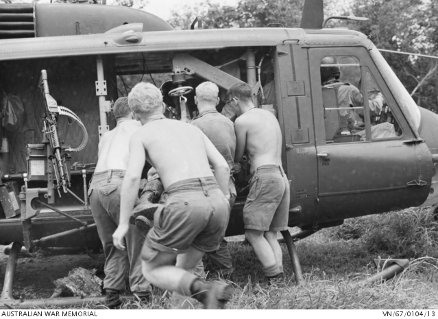 Activity at a dustoff pad, Nui Dat, as wounded A Company Australian ...