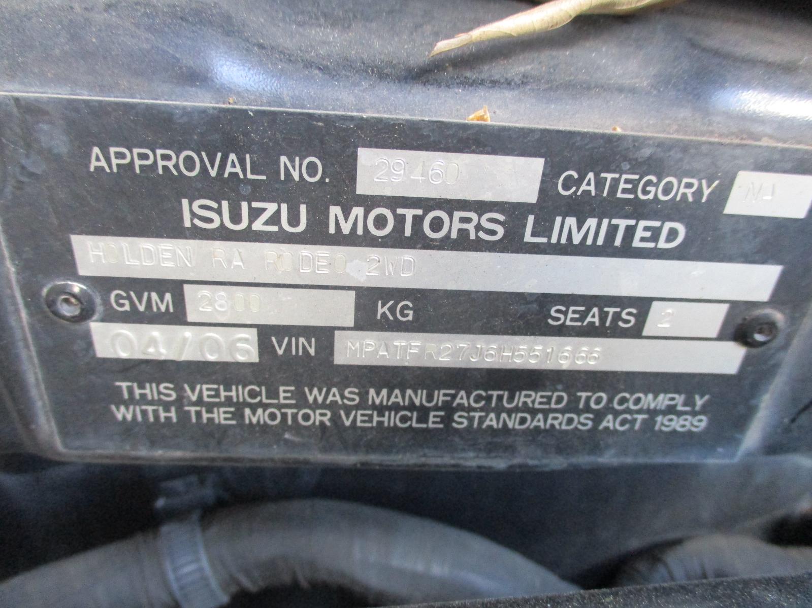 Pwr Dr Wind Switch Rodeo Holden 2006