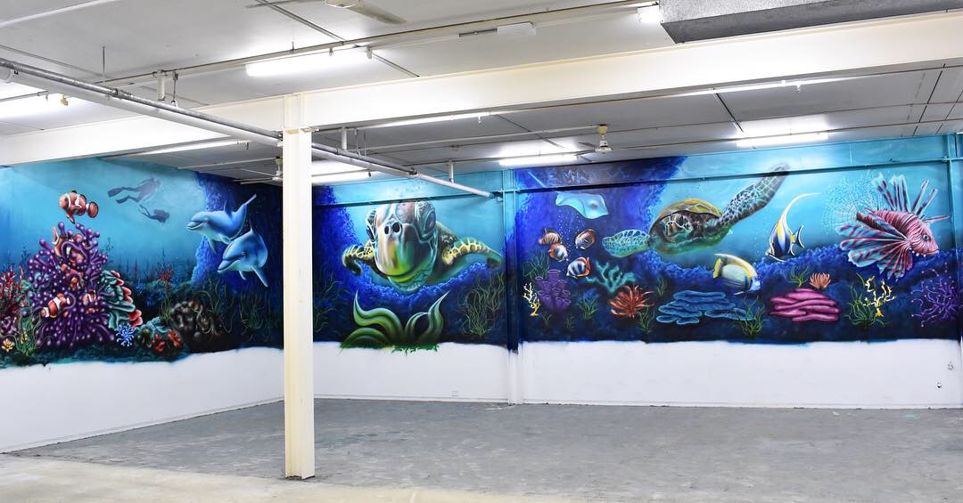 Underwater sea themed Mural for Swim School by Matte in Brisbane