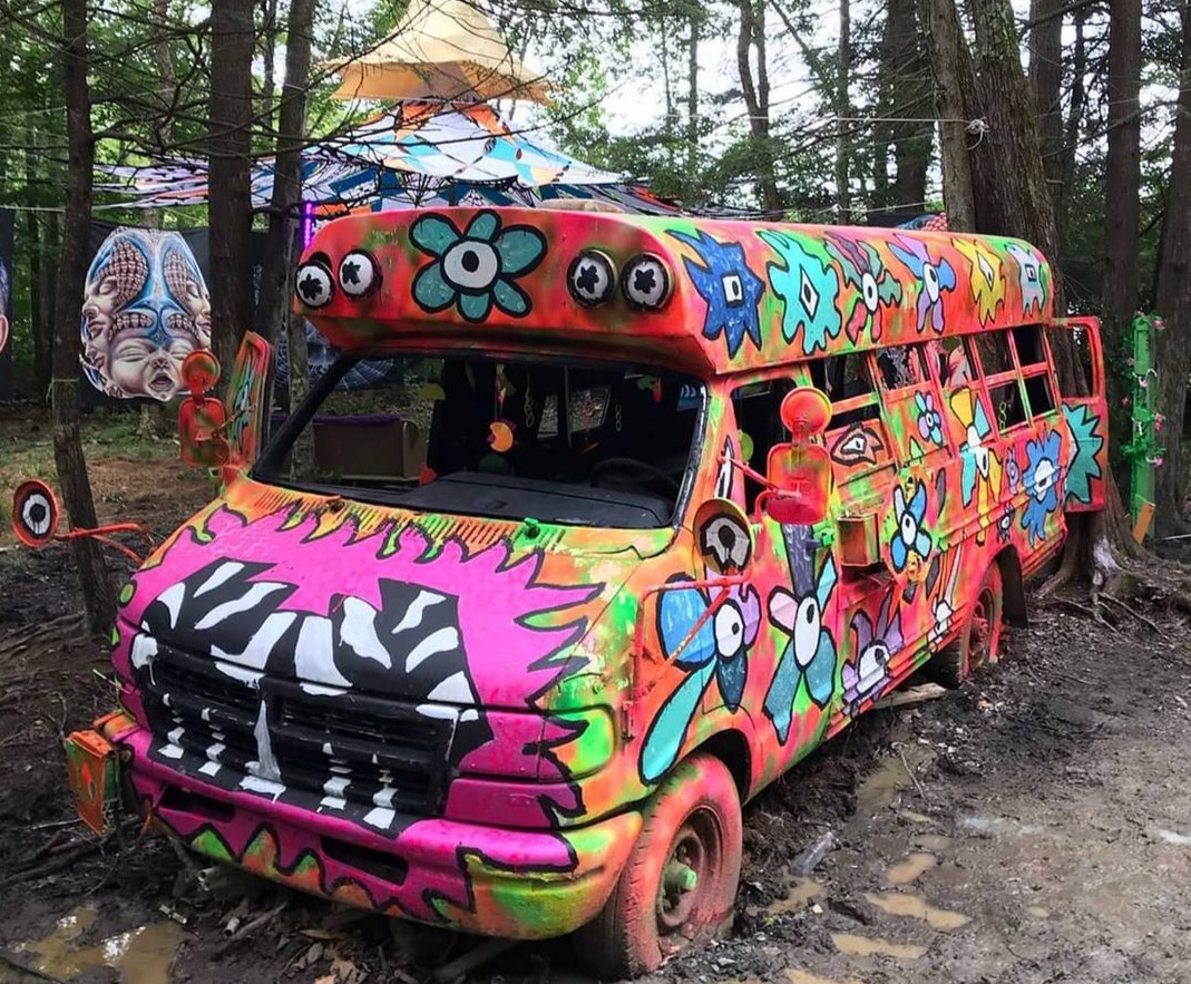 Angry flowers school bus by Zeroprobl3ms in New York