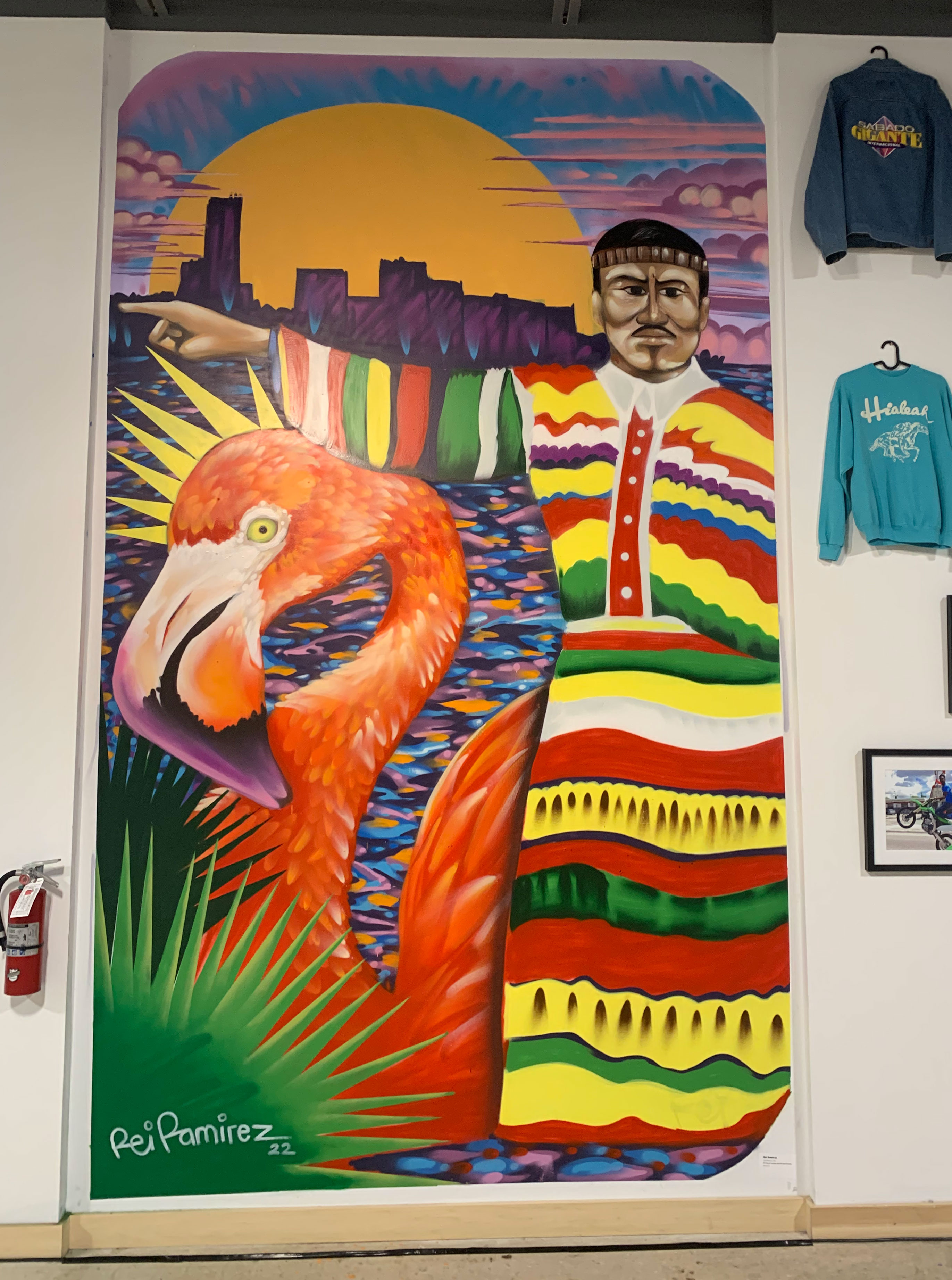 Mural of native american by Rei Ramirez in Miami