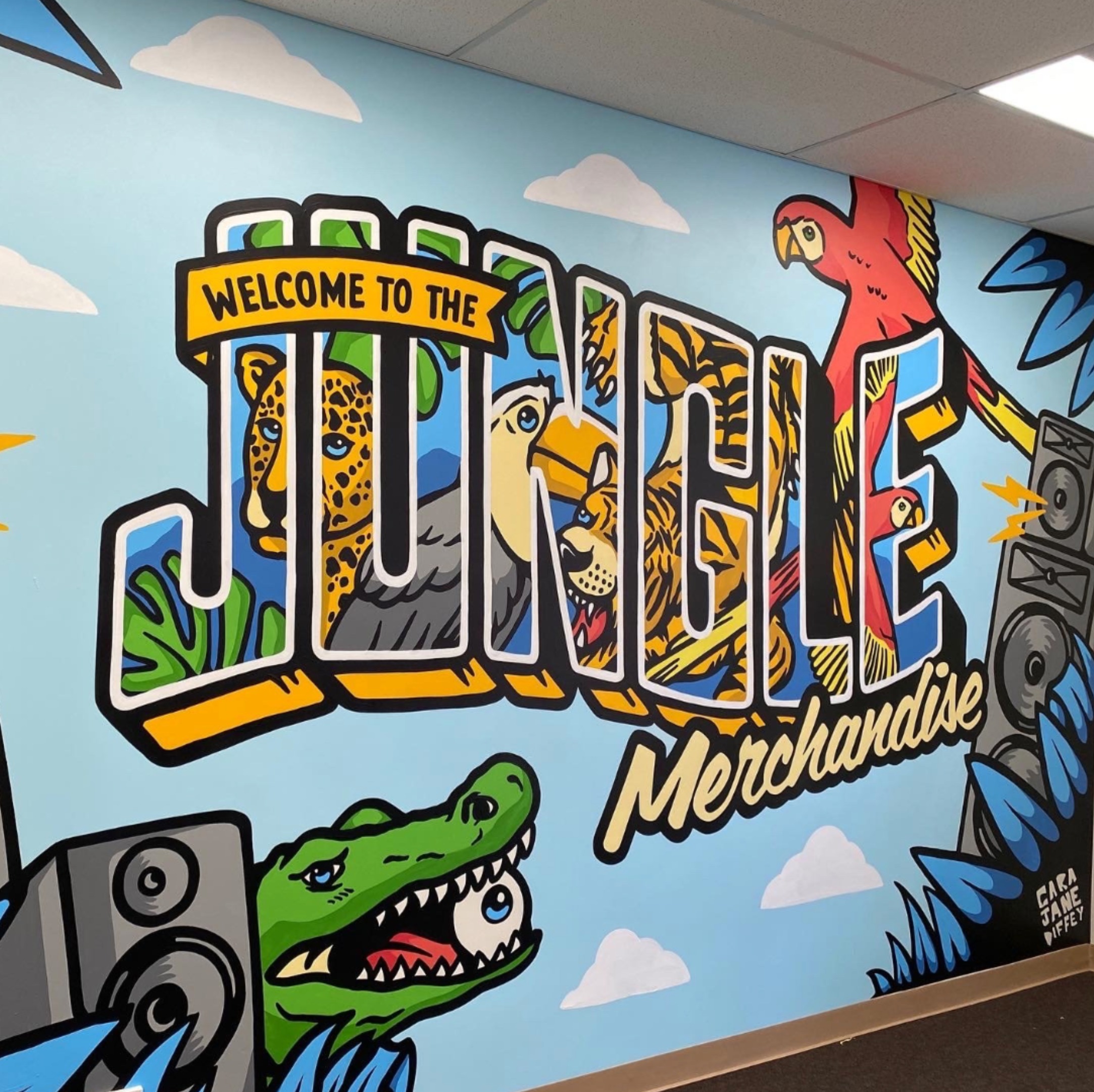 Jungle Merchandise Mural by Cara Jane Diffey in Sydney