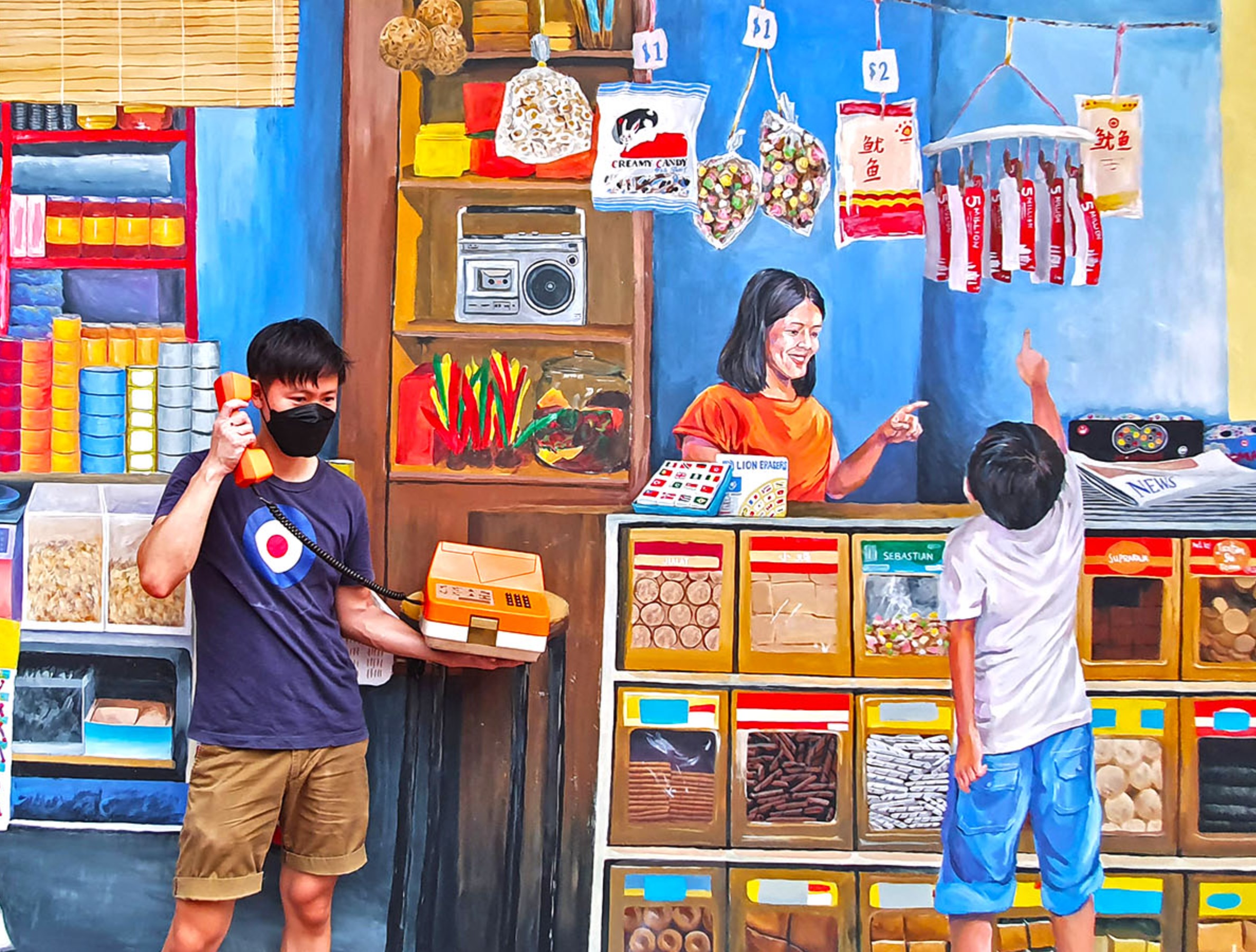 Mama Shop Mural by Jaxton Su in Singapore