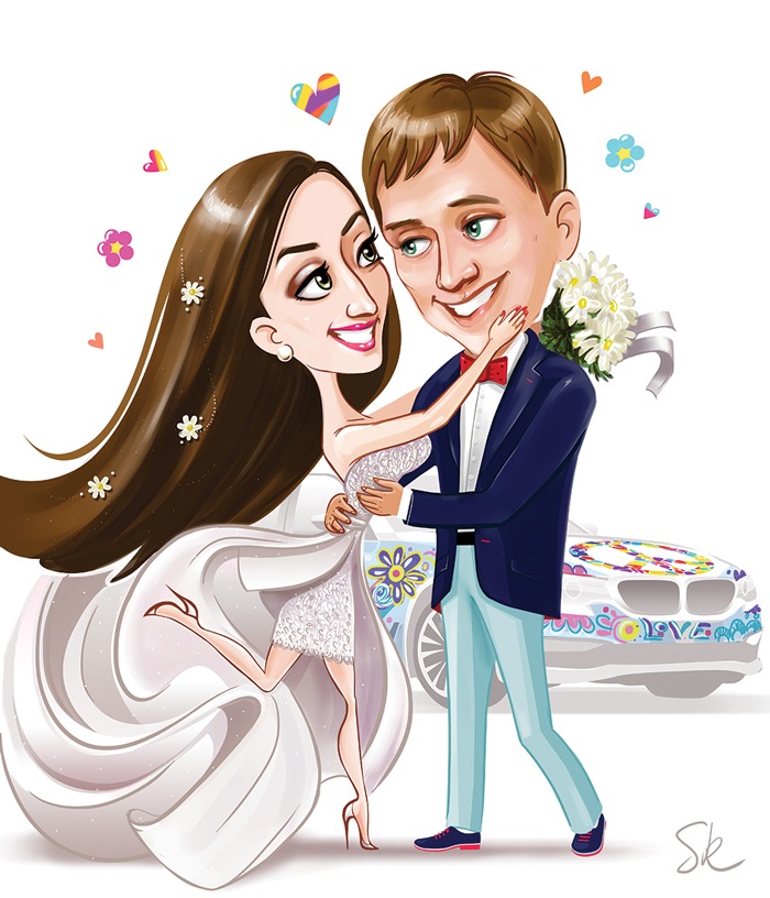 Wedding cartoon style portrait by KATE.DESIGNART in Newcastle