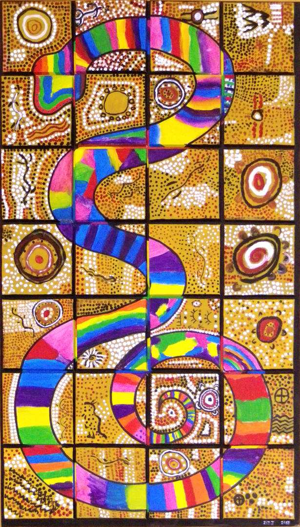 Tathra Public School students create Aboriginal art mural