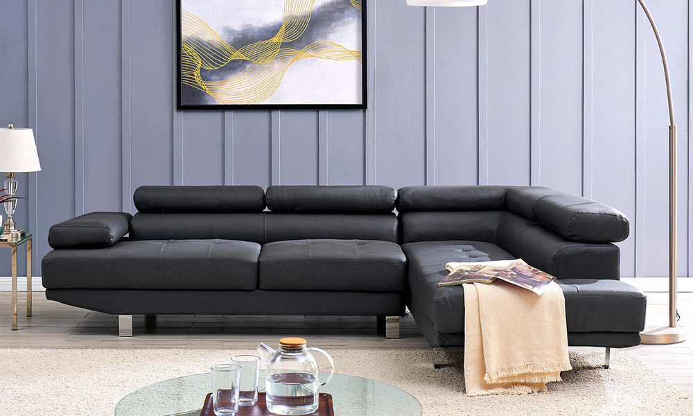 Container Door Ltd | 2.8m Modern Black L Shaped Sectional Sofa