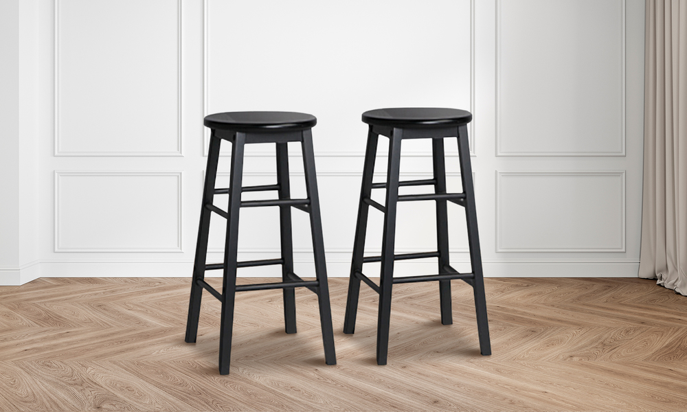 Container Door Ltd Artiss Set Of 2 Beech Wood Backless Bar Stools