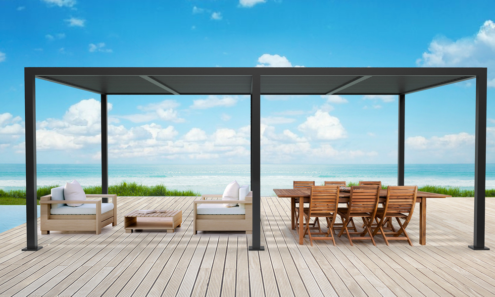 Container Door Ltd | Aluminium Pergola 5.7m x 2.9m - Matte Black #210