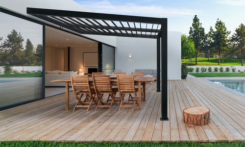 Container Door Ltd | Aluminium Wall Mounted Pergola 394 x 294 - Matte