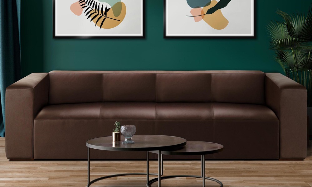 Container Door Ltd | Havana Cigar 4 Seater Leather Sofa