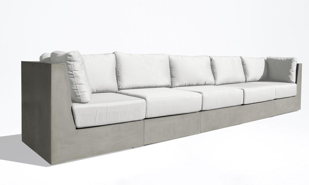 Container Door Ltd | Ren Concrete 5 Seater Sofa - White Squabs #4