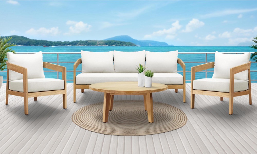 Container Door Ltd | Tabatha Teak Lounge Set - White #9
