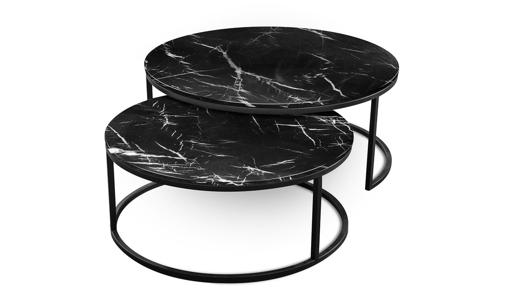 Container Door Ltd | Black Marble Dual-Top Coffee Table #6