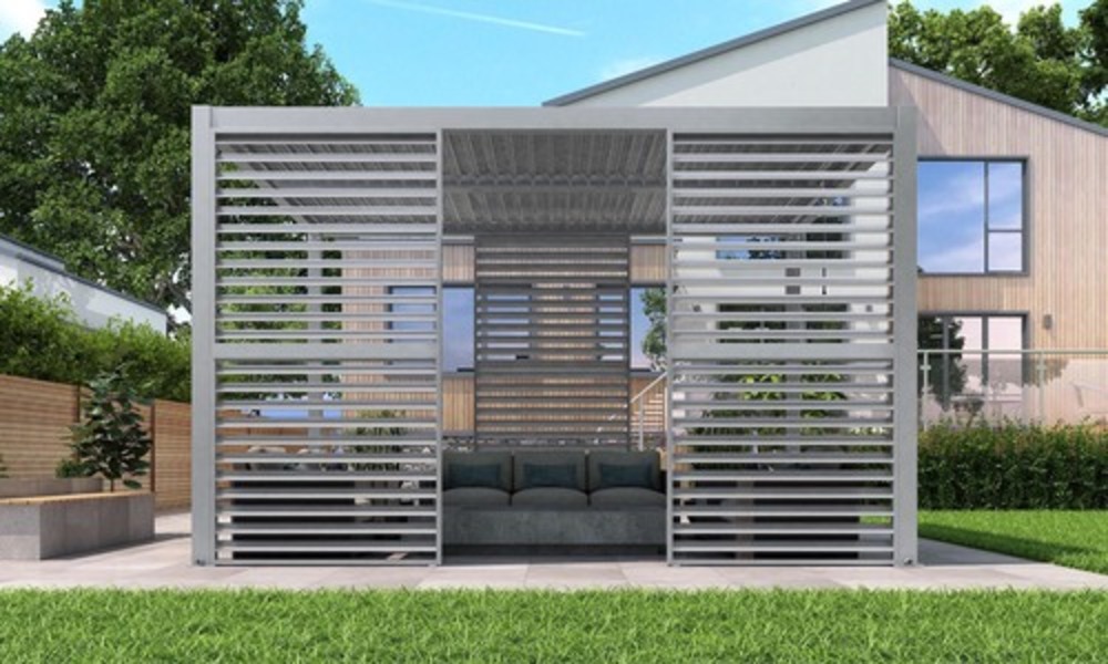 Container Door Ltd | Louvered Aluminium Pergola Side - 123cm - 3
