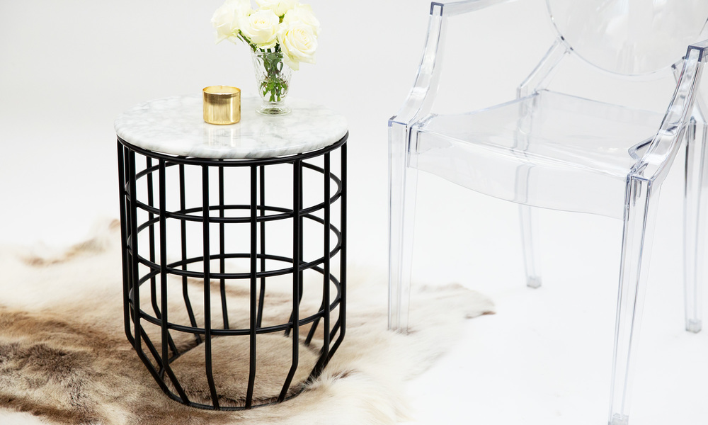 Container Door Ltd | Genuine Marble-Top Wire Table #27