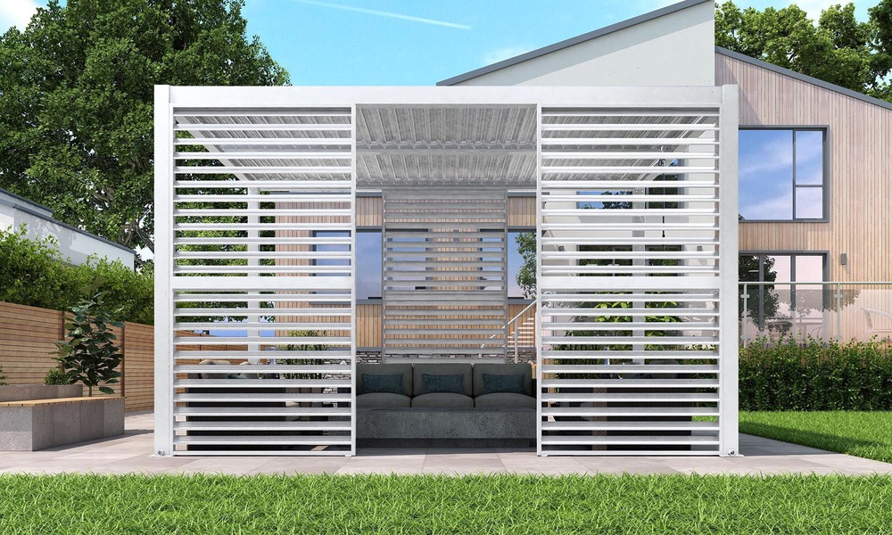 Container Door Ltd | Louvered Aluminium Pergola Side - 123cm - Matte
