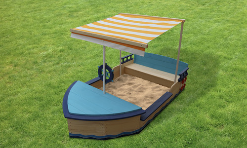 Container Door Ltd | Deluxe Wooden Boat Sandpit with Canopy #1