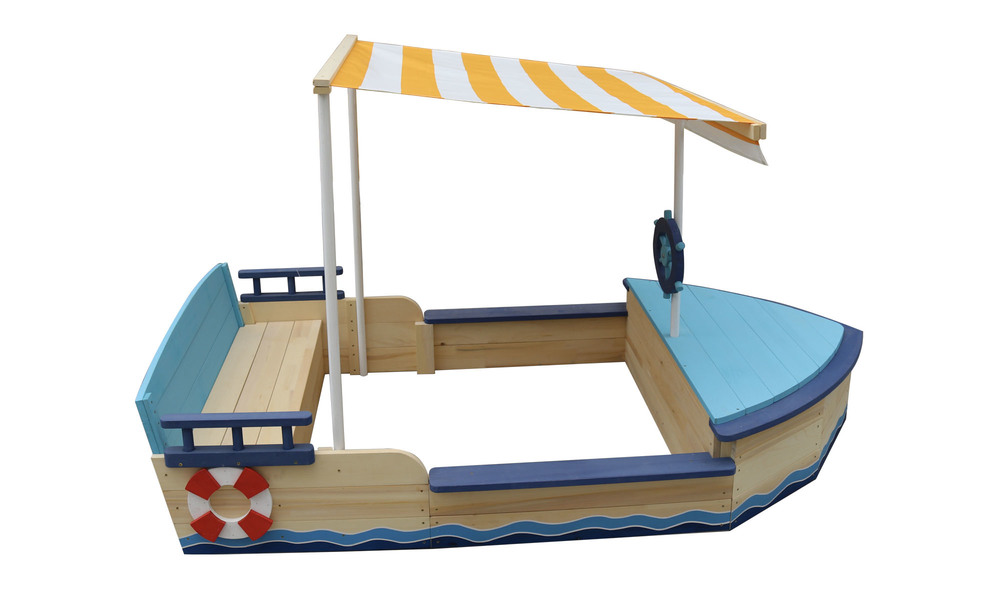 Container Door Ltd | Deluxe Wooden Boat Sandpit with Canopy #1