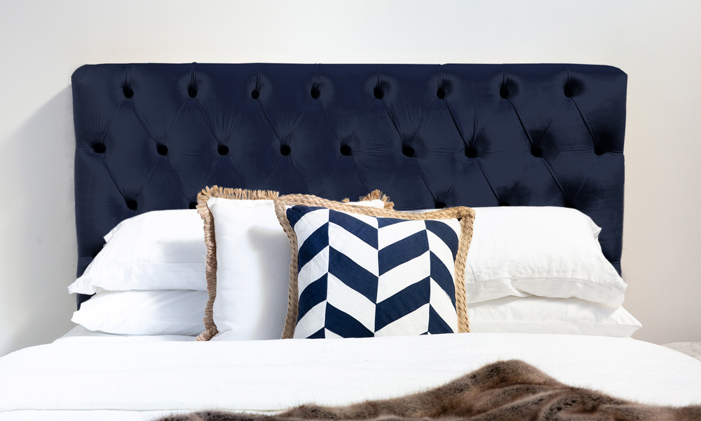 Container Door Ltd | Kingston Velvet Tufted Headboard - Dark Navy #33