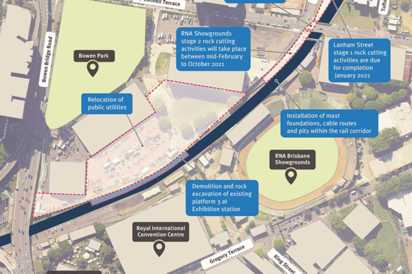 Exhibition & Mayne Yard Construction - Cross River Rail