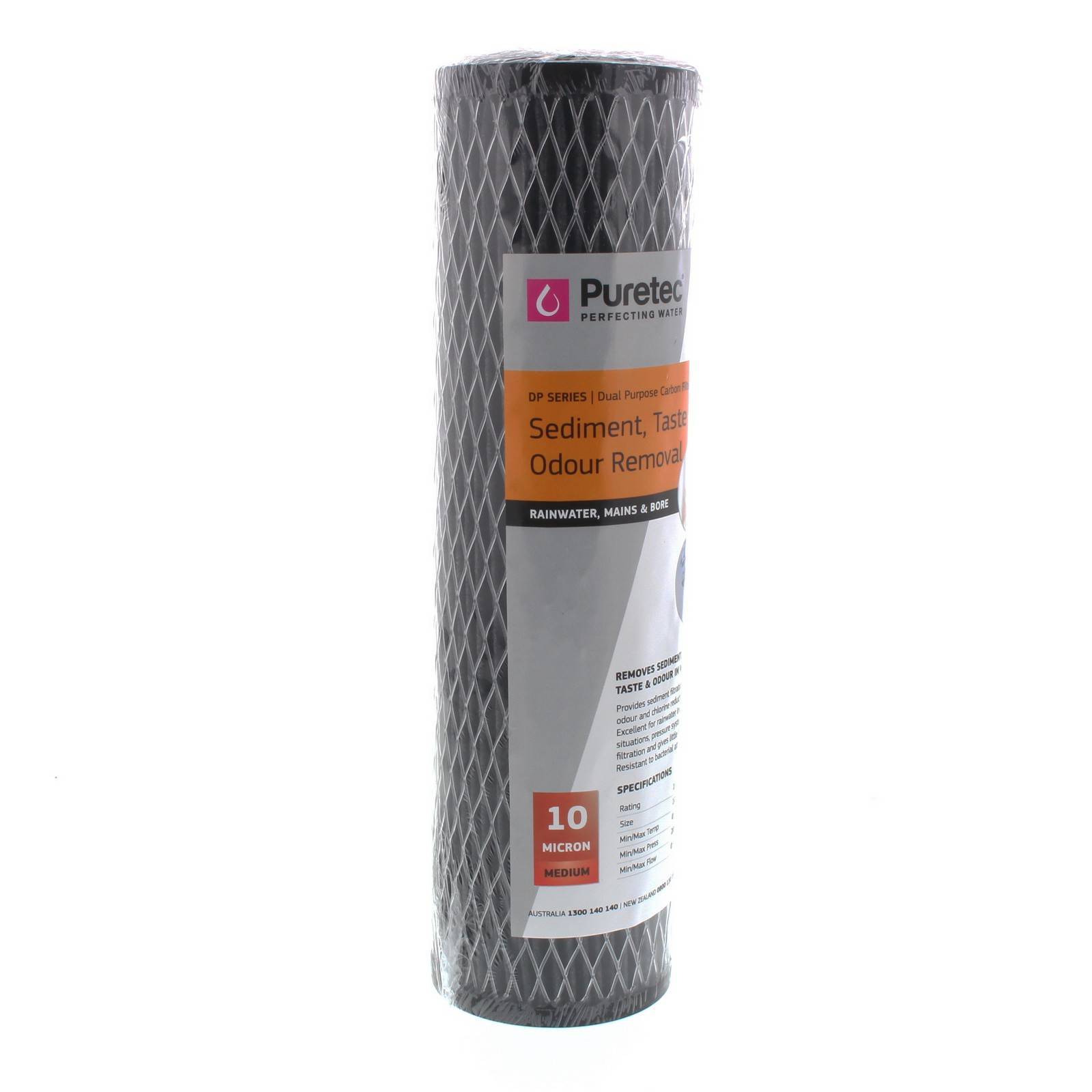 Dual Purpose Carbon Water Filter Cartridge 10 Inch 10 Micron Puretec ...